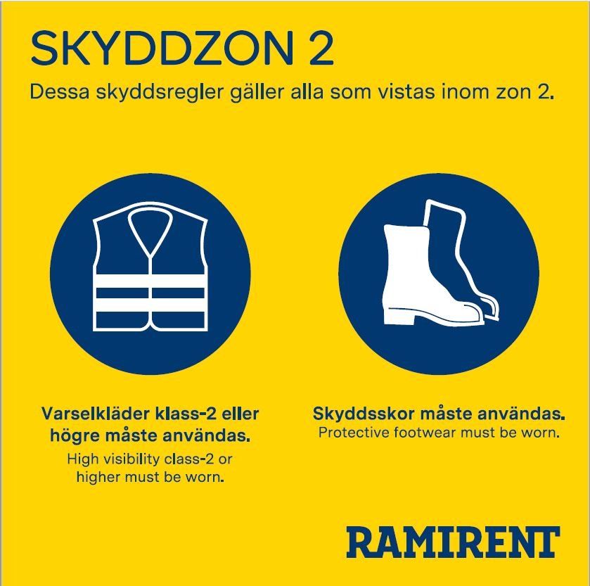 Ramirent Skylt Skyddszon 2 A4 - Wulff Supplies